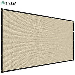 SunnyRoyal Privacy Fence Screen Heavy Duty Windscreen Net Fabric Cloth with Brass Gromments Perspective Block UV Resistant Heavy Duty Commercial Grade Beige 2'x86'