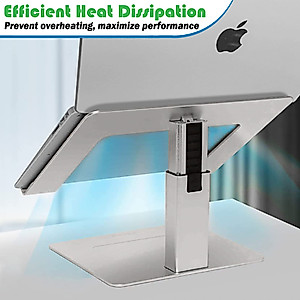 Adjustable Laptop Stand for Desk – Adjustable Height Adjustable Angle Laptop Riser Computer Stand for Desk - Aluminium Metal Laptop Holder - 11” to 17” inch Mac MacBook Pro Air Dell HP - Silver