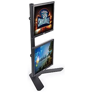 Dual Monitor Desk Stand for (2) 13” to 27” Screens, Countertop Display for Flat Screen Monitors, VESA 100x100, Steel (Black)
