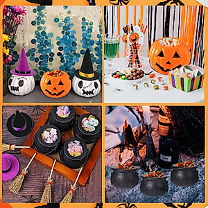GHAMYEE 26pcs Mini Witch Hat Mini Cauldrons Witches Brooms Cauldron Halloween Decor Mini Witches Hat for Crafts Party Favors for Table Wine Bottle Dollhouse Accessory Miniatures Halloween Candy Craft