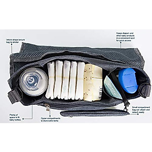 Simple Being Baby Stroller Organizer, Universal Fit Storage Compartments Travel Accessories Bag (Black)