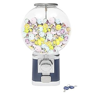 BANLICALI Vending Machine, Modern Freestanding Mini Candy Vending Machine with Keys, Big Bubble Gumball Bank for 1.26" Ball, Gumball Dispenser Machine for Business Coin Capacity 800-1000 (Dark Blue)