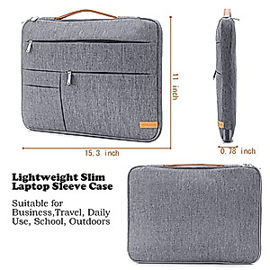 KINGSLONG 16 inch Laptop Sleeve Bag,Slim Shockproof Handle Carrying Case Protective Computer Cover for Apple 2019-2022MacBook Air/Pro Chromebook Acer Asus Dell Lenovo HP Notebook,Grey