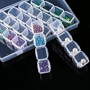 280 Slots 10PCS Diamond Painting Accessories Storage Containers, 5D Diamond Embroidery Accessories Storage Containers, 28 Grids Plastic Bead Storage Case Containers for Nail Diamonds Rhinestone