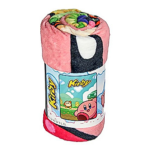 Bioworld Nintendo Kirby Video Game Kirby and Waddle Dee Soft Fleece Plush Throw Blanket 45" x 60"