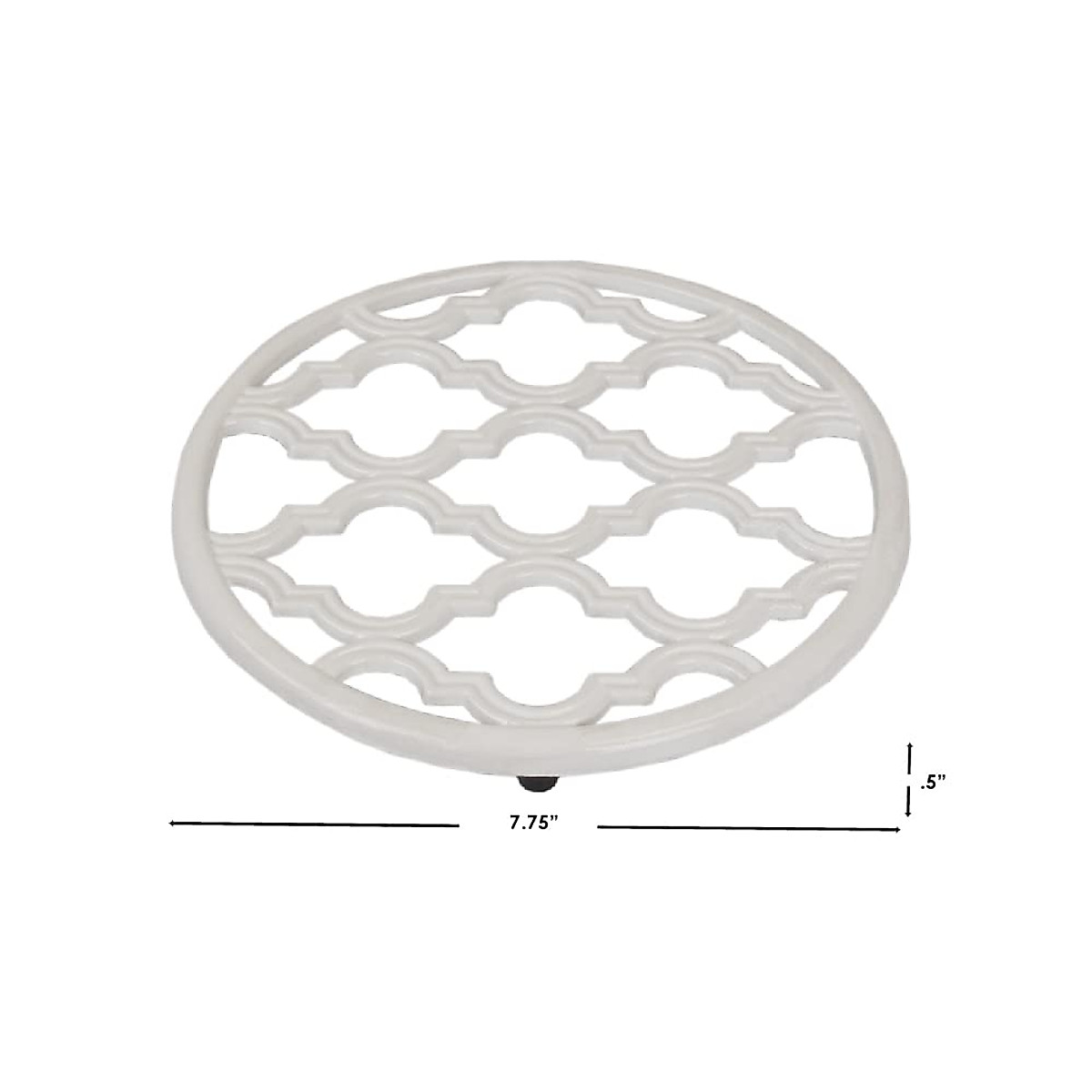 Home Basics Lattice Collection Cast Iron Trivet for Serving Hot Dish, Pot, Pans & Teapot on Kitchen Countertop or Dinning, Table-Heat Resistant (1, White)