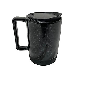 Starbucks Black Speckled Ceramic Mug w/lid Nonslip Bottom 14oz