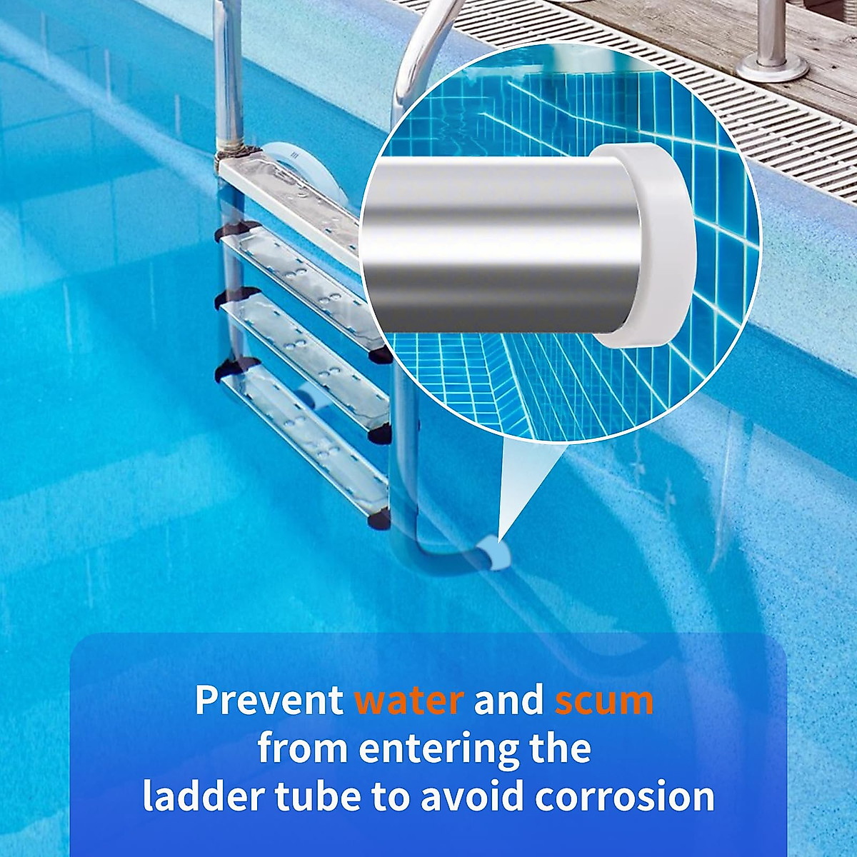 Pool Ladder Bumpers for Inground Pool - Pool Ladder Plugs Fits 1.9” Swimming Pool Ladder Tubing - Steps Inside Plug Caps for Protect Swimming Pool Liner, Rubber Ladder Foot Cover (4Pack)