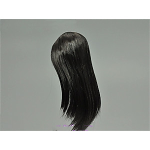 1/6 Scale Female Head Sculpt,Beauty Asian Girl Planted Hair Head Carved for 12inch Action Figure Body Doll (Black Straight Hair)