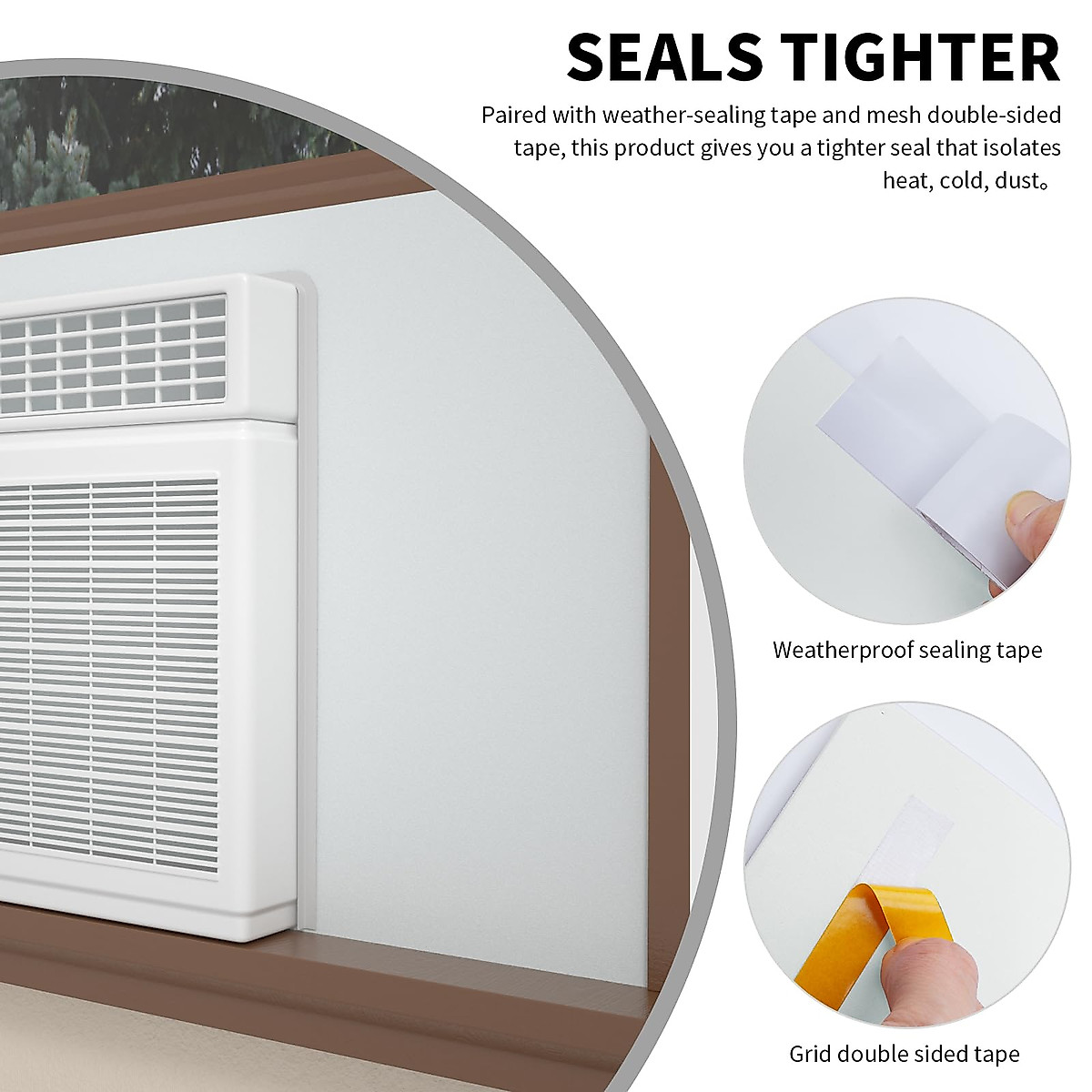 Window Air Conditioner,Side Insulated Foam Panel SBR001WHITE, Summer/Winter Heat and Draft Insulating,Two-Piece Panels Window Seal SBR (WHITE)