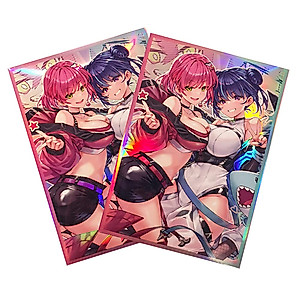 100PCS Holographic Flashing Top Loading Trading Card Sleeves Deck Protector for YuGiOh/Japanese Sized Cards 63x90mm (Evil Twins 2)