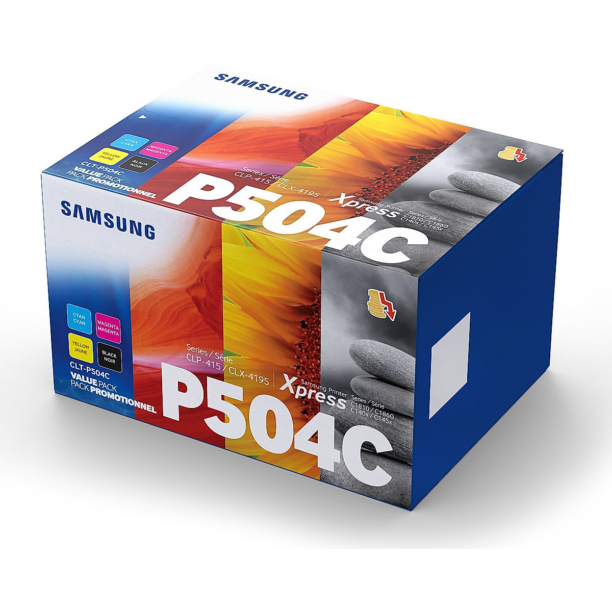 Samsung CLT-P504C - 4-Pack - Black, Yellow, Cyan, Magenta - Original - Toner Cartridge (SU400A) - for Samsung CLP-415, CLX-4195, MultiXpress SL-C1453, C1454, Xpress SL-C1404, C1810, C1860