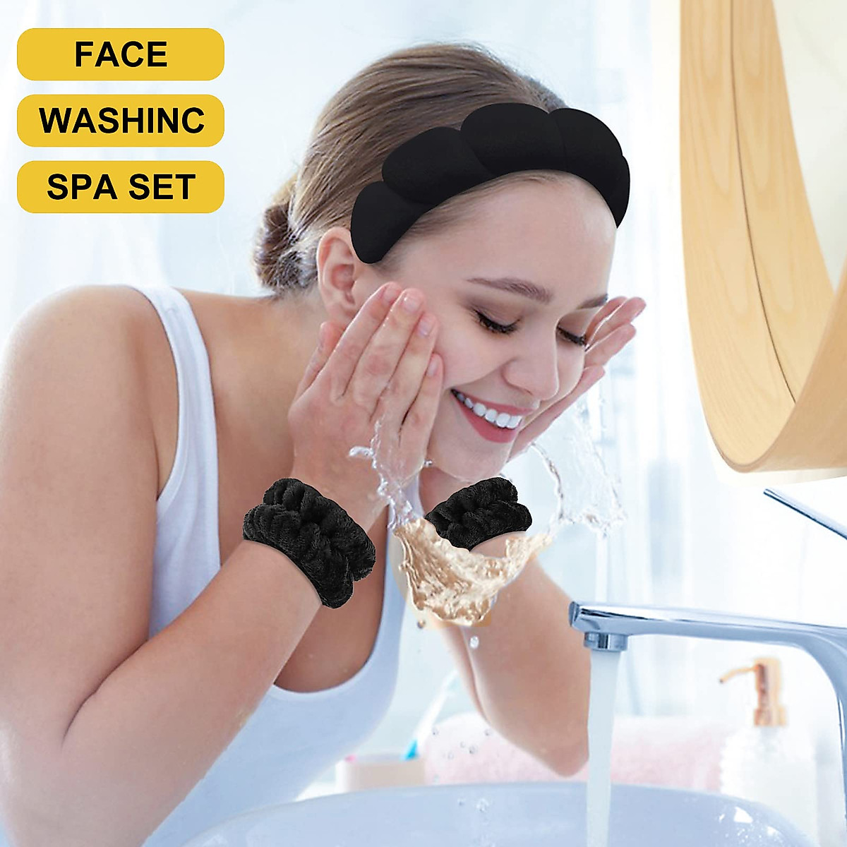 Makeup Spa Headband for Washing Face: Bubble Skincare Headbands for Women Face Wash Headband Skin Care Headbands - Puffy Headband Make Up Facial Headband