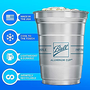 Ball Aluminum Cup Recyclable Party Cups, 16 oz. Cup, 30 Cups Per Pack