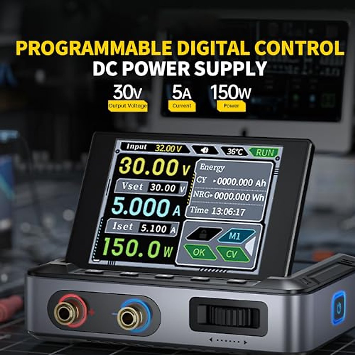 CNC Adjustable Digital Display Portable Switching Power Supply Regulator 30V 5A Output for Maintenance Workbench (US Plug)