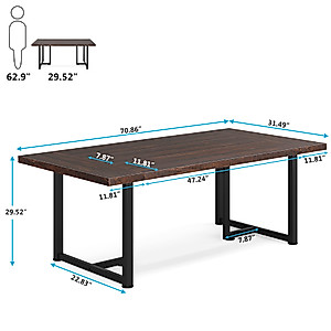 Tribesigns Conference Table 6FT Meeting Table, Large Table Boardroom Desk Seminar Table Rectangular Meeting Room Table for Office Conference Room, 70.8L x 31.5W x 29.5H, Rustic Brown & Black