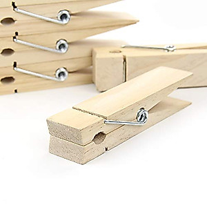RIVERKING big/giant clothes pins,natural wooden craft clips,photo wooden clips for photo paper diy,wedding and bathroom decoration(6pcs,6 inch)