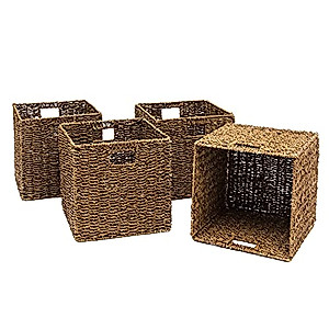 Trademark Innovations Foldable Storage Basket, 12"L x 12"W x 12"H, Brown, 4 Pack