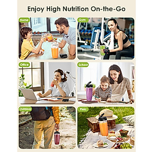 LAMPICK Smoothie Blender, 1100W Personal Blender for Shakes and Smoothies, Blenders and Grinder Combo for Kitchen with 2*27 Oz To-Go Cup & 10 Oz Grinding Cup for Protein Shake, Baby Food, Frozen Drink