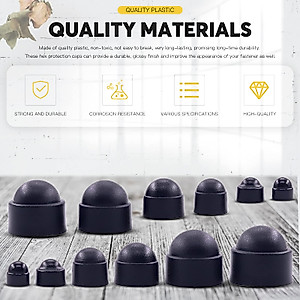 Mardatt 160Pcs 6 Sizes Bolt Covers Screw Caps Assortment Kit M4 M5 M6 M8 M10 M12 Plastic Acorn Nut Dome Hex Cap Cover for Protecting Hexagon Screws Bolts,Black