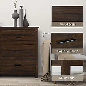 LTMEUTY Dresser for Bedroom - Wooden Dresser with 6 Drawers, Double Dresser, Oak Storage Drawer Cabinet, Chest of Drawer, Farmhouse Bedroom Furniture, Brown