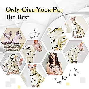 Bonaweite Sphynx Hairless Cats Clothes, Cotton Cute Heart Pattern Sweater T-Shirts with High Collar, Soft Breathable Puff Sleeves Kitten Cat Wear Shirt Apparel for Cornish Rex, Devon Rex, Peterbald