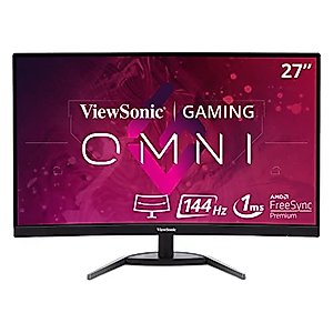 ViewSonic VX2768-2KPC-MHD 27 Inch 1440p Curved 144Hz 1ms Gaming Monitor with FreeSync Premium Eye Care HDMI and Display Port (Renewed)