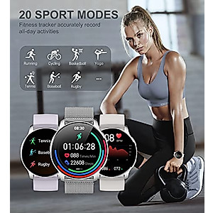 Smart Watch for Women (Answer/Make Call), Fitness Tracker for Android and iOS Phones Waterproof Smartwatch with 1.32" HD Full Touch Screen AI Voice Control Heart Rate Sleep Monitor Pedometer, Silver