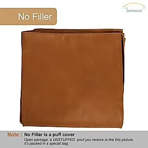 LEATHEROOZE Amazing Square unstuffed Ottoman Pouffe Moroccan Leather, Ottoman Square Pouf, Light tan Handmade Footstool Square pouffe Moroccan (44 * 44 * 18 inch)