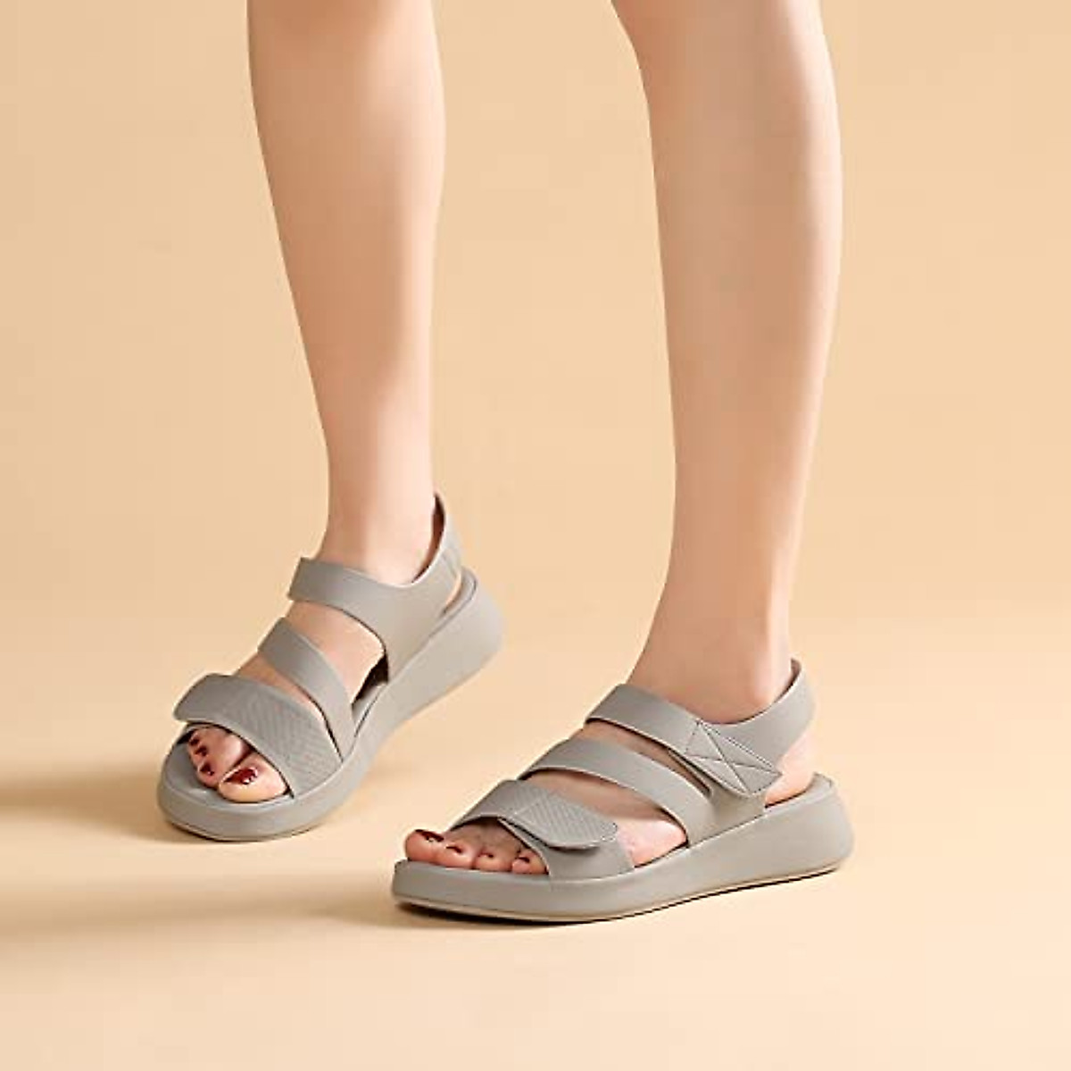 Bernal Comfortable Sandals for Women,Lightweight Athletic Walking Sandals with Adjustable Straps Outdoor Waterproof (Grey 6)