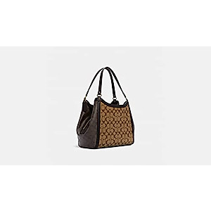 COACH C6831 Signature Blocked Kristy Shoulder Tote Hobo Bag Khaki Brown Multi