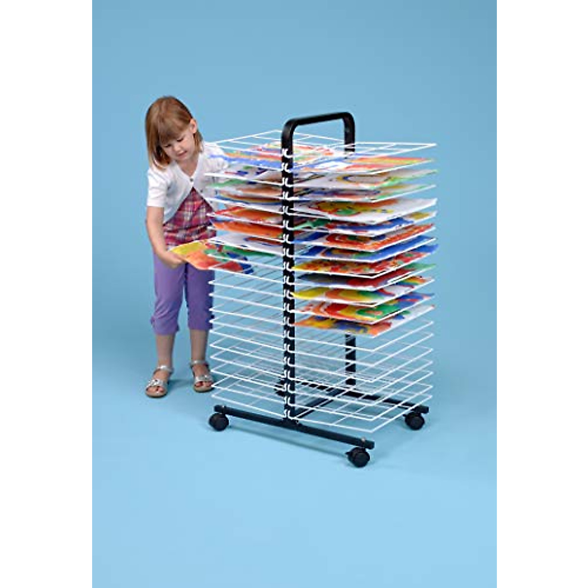 American Educational Products A-C1168 Drying Rack on Wheels, 40 Shelf, 7" Height, 18" Wide, 48" Length