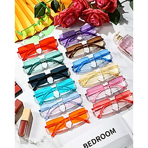 LEIFIDE 36 Pairs Frameless Rectangle Sunglasses Plastic Rimless Sunglasses Candy Color Vintage Glasses for Women Men Unisex Sun Protection, Multicolor