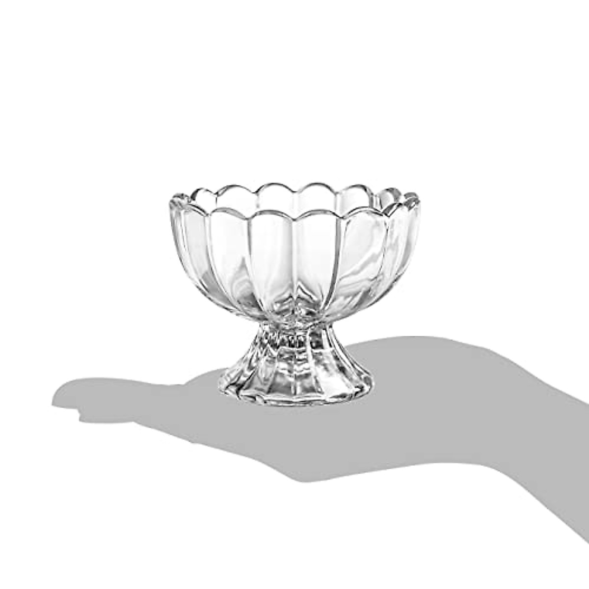 KMWARES 6PCs Set 5.6oz Small Cute Footed Tulip Glass Dessert Bowls/Cups - Perfect for Dessert, Sundae, Ice Cream, Fruit, Salad, Snack, Cocktail, Condiment, Trifle and Christmas Holiday Party (Clear)