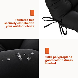 BLISSWALK Patio Chair Cushion for Adirondack,High Back Tufted Rocking Chair Cushion, Outdoor Seat Chair Cushion 48"x21"x4" inch, Sunscreen and Fade-Resistant,1Count,Black