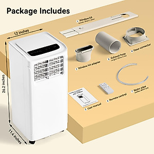 Breezestival Portable Air Conditioner, 8000 BTU Dehumidifier with Remote Control, 4-in-1 Portable AC Unit with Remote Control, Digital Display, 24 Hours Timer, Installation Kits, Free Standing