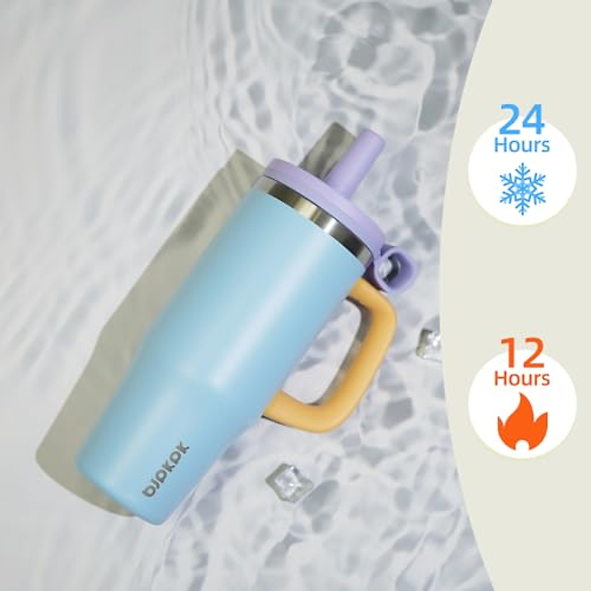 BJPKPK 32oz Stainless Steel Insulated Tumbler with Handle and Straw Travel Coffee Mug Thermal Cups with Lid,Blue