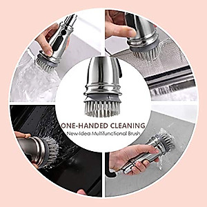 APPASO 3 Hole Kitchen Faucet with Pull Down Sprayer Stainless Steel Brushed Nickel, 2 Hole Pull Out Kitchen Sink Faucet with Side Single Handle and Soap Dispenser, 211BN