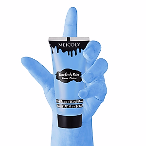 MEICOLY Light Blue Face Body Paint,2.37Oz Large Tube Washable Sky Blue Body Paint for Adult and Kids,Pale Blue Face Paint Sadness for Halloween Corpse Bride Avatar Smurf Sally Christmas Cosplay Makeup
