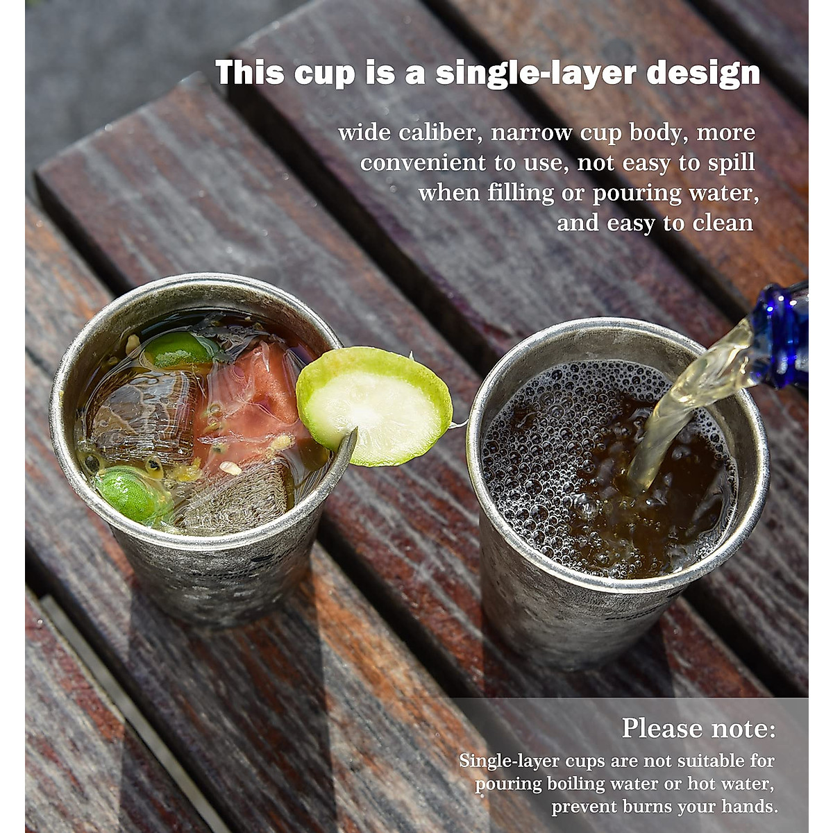 iBasingo 350ml/12oz Titanium Beer Cup Single Layer Mug Coffee Tea Cola Cup Outdoor Camping Travel Lightweight Water Cup Picnic Garden Party Cup Festival Gift Ti3087D