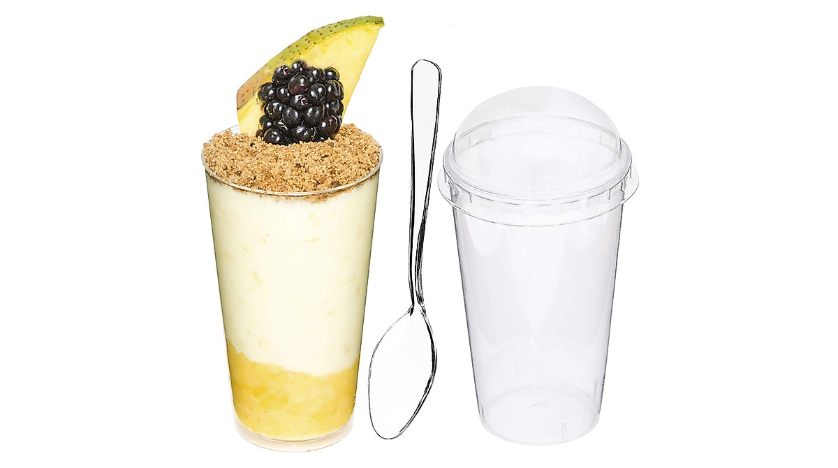 DLux 50 Mini Dessert Shooter Cups with Lids & Spoons