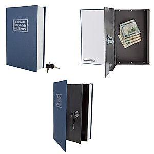 Book Safe with Key – Portable New English Dictionary Hidden Mini Safe Great for Traveling, Storing Money, Jewelry, and Passports by Stalwart (Blue)