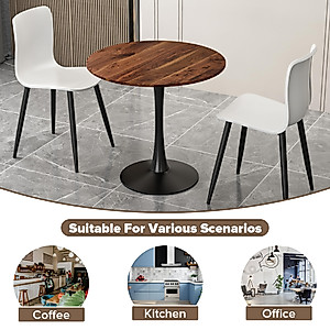 Ufurpie Round Dining Table for 2-4 People, 31.5" Kitchen Dining Table with Walnut Tabletop and Pedestal Base, Mid-Century Tulip Table for Small Space Home Office Living Room Kitchen Leisure, Walnut