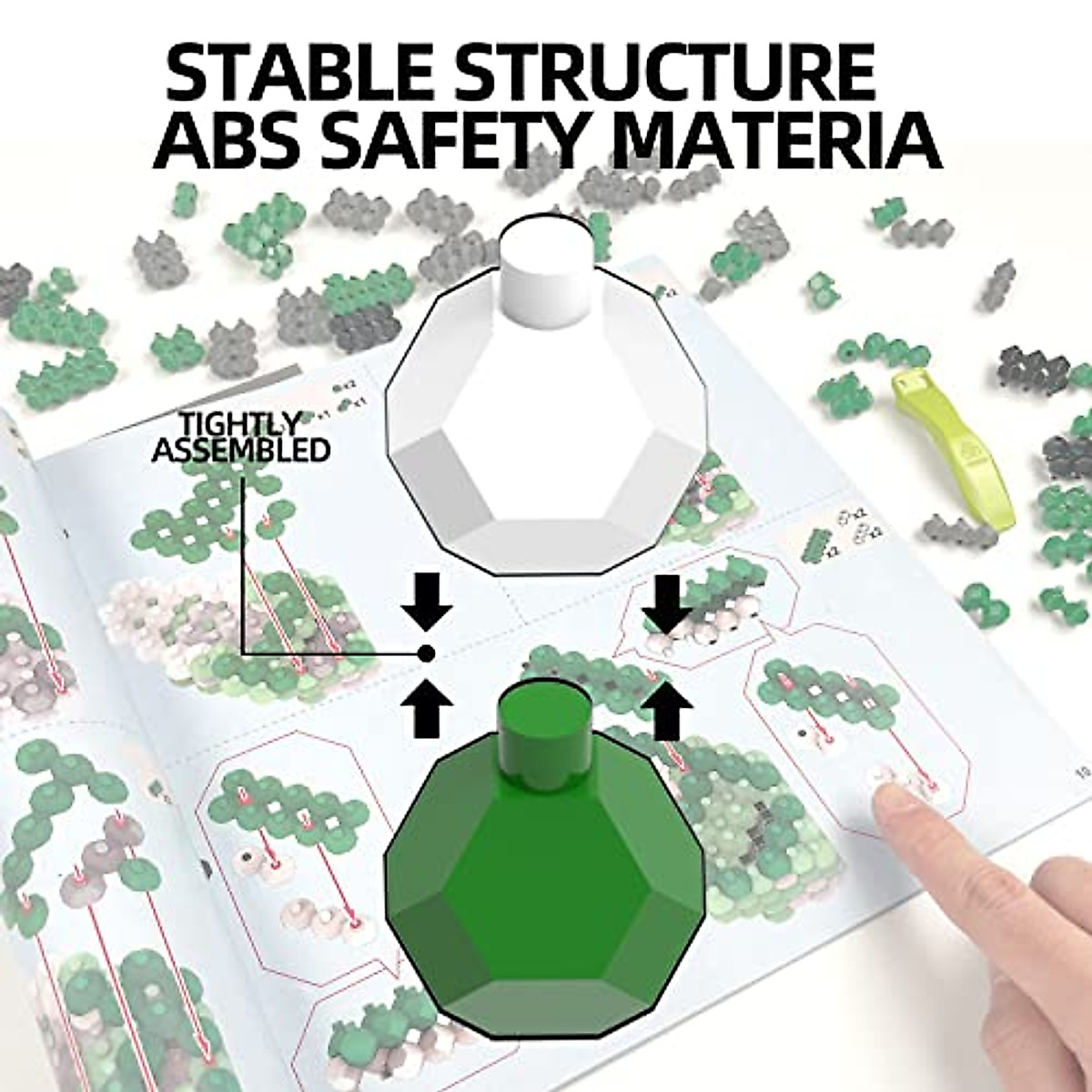 KADELE Fun Dinosaur Building Set 421PCS, Green T-Rex Creative Educational Toys Boys Girls 8+, Animal Figures Building Kit Model Jurassic Dino Blocks Toy Dispaly Gifts for Kids & Adults