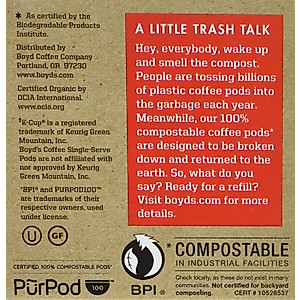 Boyd's Coffee Organic Red Wagon Coffee - Dark Roast - Single serve pods (72 Count)