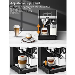 ILAVIE Espresso Machine Cappuccino Latte Coffee Espresso Maker, Auto Milk Frother for Smooth Milk Bubbles, Detachable Milk reservoir, 20 Bar High Pressure