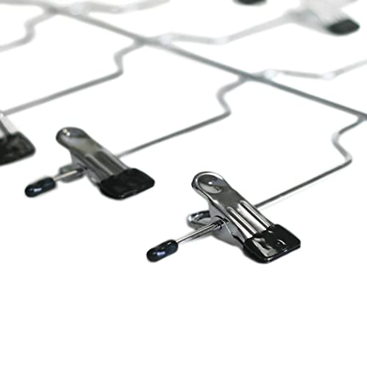 HUJI Sturdy 4 Tier Trouser Skirt Pants Hanger Chrome and Black Vinyl (Set of 4, 4 Tier Trouser Hangers)