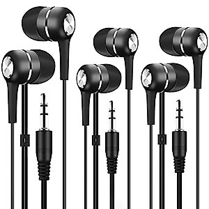 Yoley Bulk Earbuds Headphones Wholesale Earphones 50 Pack, Factorymall Low Cost Earbuds Disposable Ear Buds Bulk Headphones for School Classroom Students Kids-(Black)