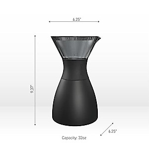 asobu Insulated Pour Over Coffee Maker (32 oz.) Double-Wall Vacuum, Stainless-Steel Filter and Take on the Go Carafe (Midnight Marble)