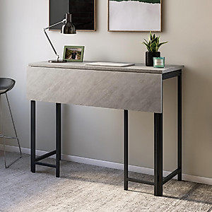 Sauder North Avenue Table with Drop Leaf, Faux Concrete Finish